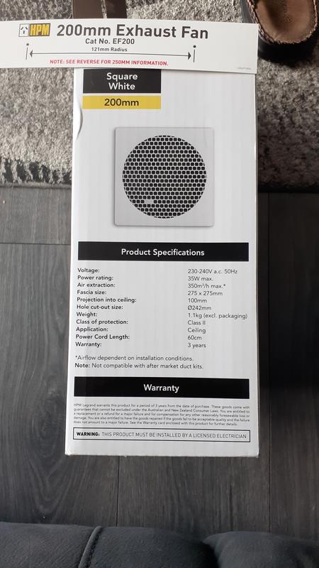 Hpm 200mm White Round Ceiling Exhaust Fan | Shelly Lighting