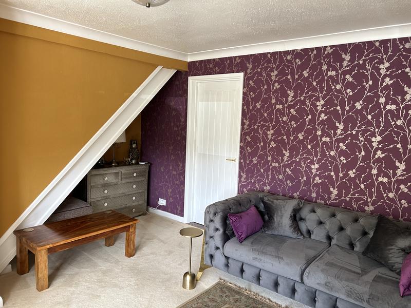 Purple Feature Wallpaper Living Room | Baci Living Room