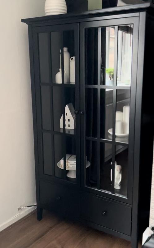 Lynton Glazed Display Cabinet Black Dunelm