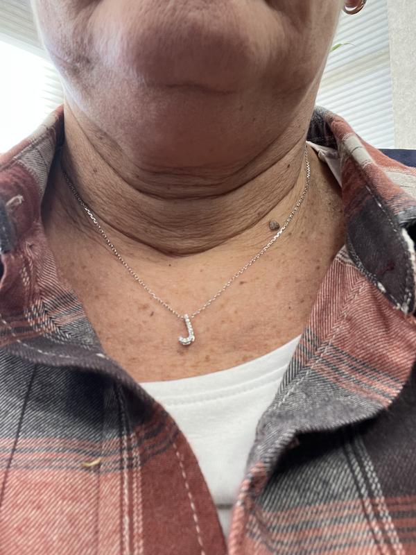 Diamond Letter J Necklace 1/15 ct tw Round-cut Sterling Silver 18" | Kay