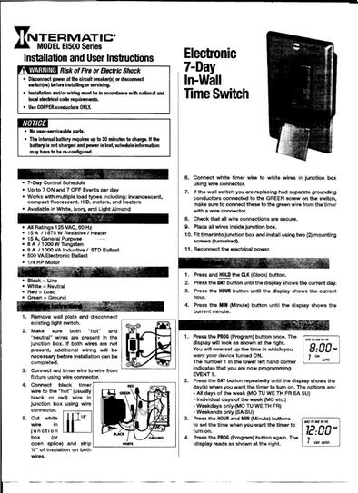 Intermatic 15 Amp Decorator Auto-Off In-Wall Digital Timer EI500WC ...
