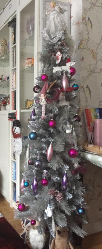 Grey Glitter Tipped Slim Christmas Tree - 6FT | JD Williams