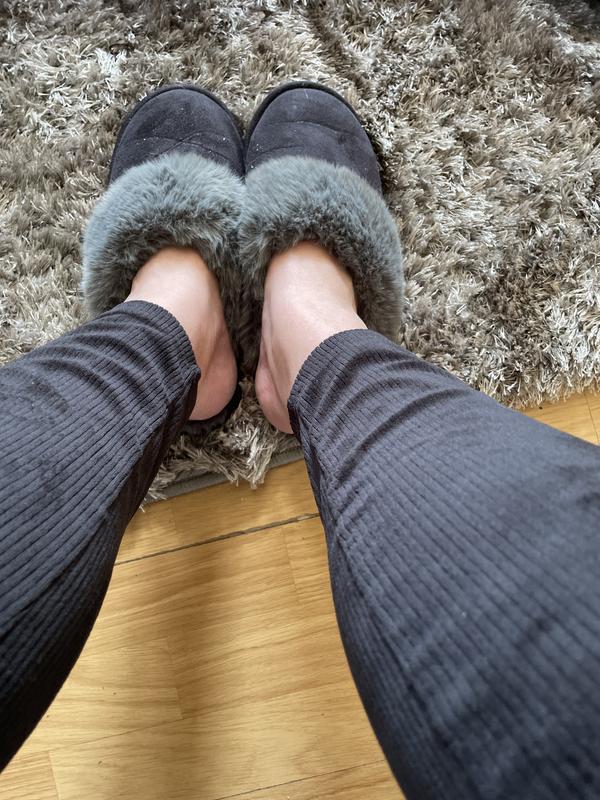 Elyse Faux Fur Mule Slippers Extra Wide EEE Fit | JD Williams