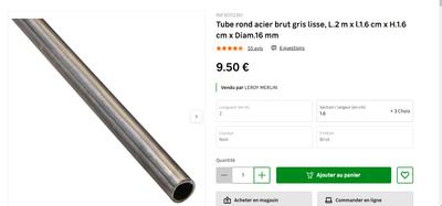 Tube rond fer brut gris, L.1 m x l.2 cm x H.2 cm x Diam.20 mm | Leroy ...