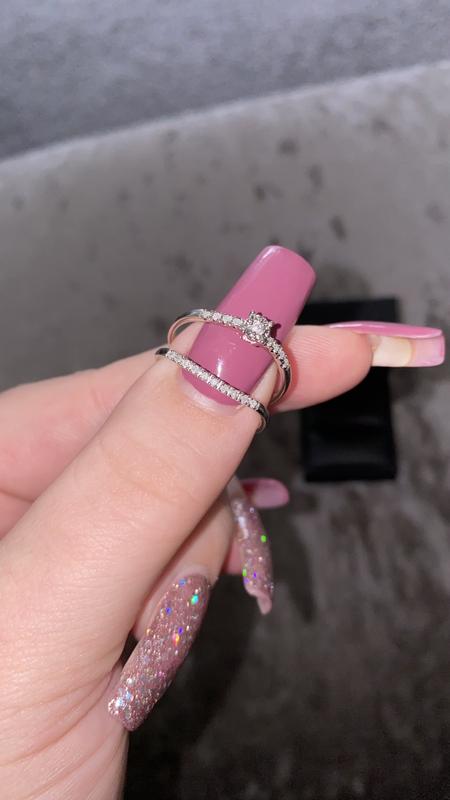 9 Carat White Gold and Diamond Two Piece Bridal Ring Set | Simply Be