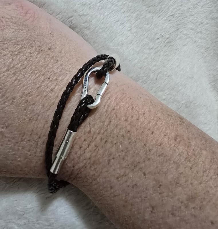 Pandora Moments Brown Braided Double Leather Bracelet Sterling silver Pandora AU