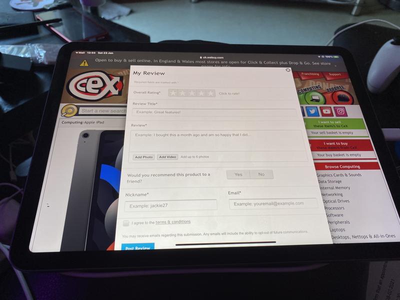 Apple iPad Air 4th Gen (A2316) 10.9" 256GB - Space Grey, WiFi A - CeX ...